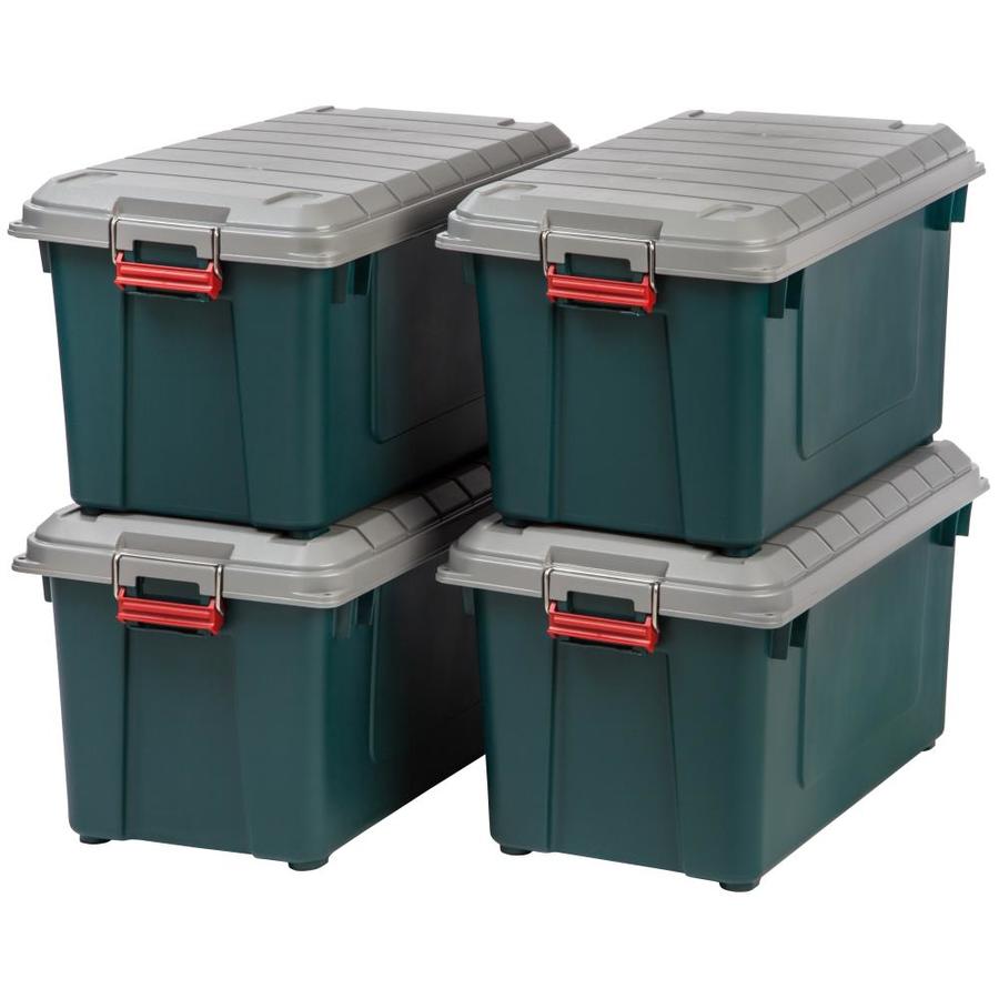 IRIS 4-Pack Weather Tight 20.5-Gallon (82-Quart) Green Tote with ...