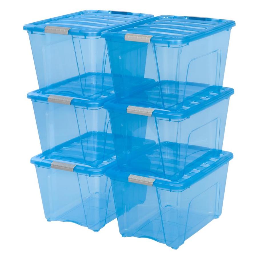 IRIS 6-Pack Stack and Pull 13.25-Gallon (53-Quart) Blue Tote with ...