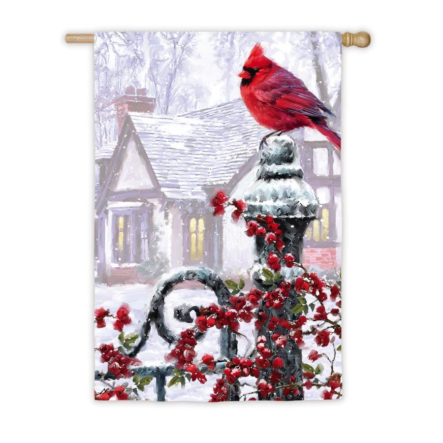 Evergreen Winter Cardinal House Satin Flag in the Decorative Banners ...