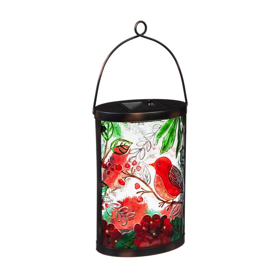Evergreen 3.8-in x 14.8-in Multi Glass Solar Outdoor Decorative Lantern ...