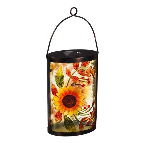 Evergreen 3.8-in x 14.8-in Multi Glass Solar Outdoor Decorative Lantern ...