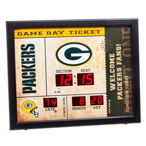 Team Sports America Green Bay Packers Digital Rectangle Wall Clock in ...