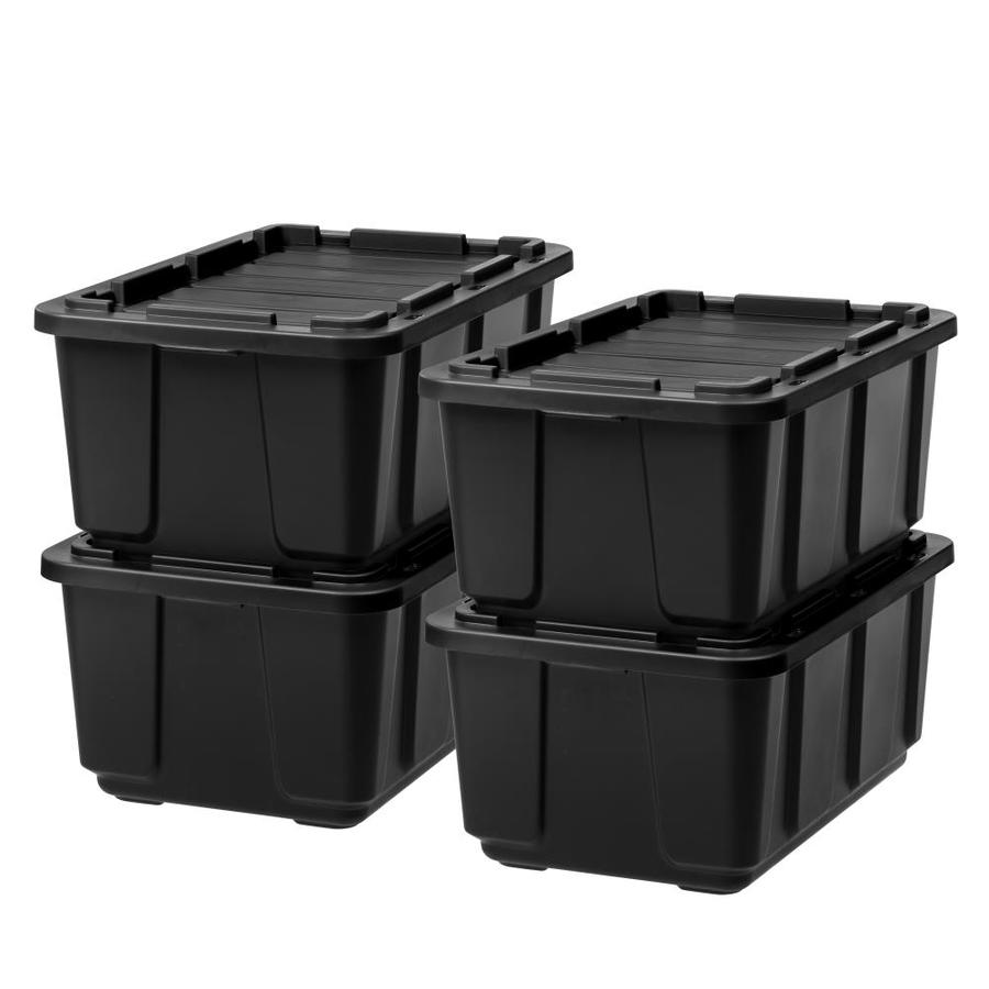 IRIS 4-Pack 27-Gallon (108-Quart) Black Tote with Standard Snap Lid in ...
