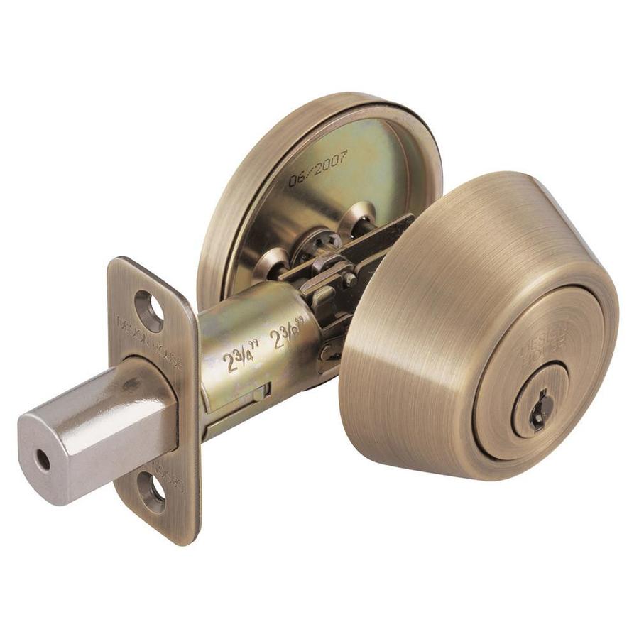 Design House Single Cylinder Antique Brass deadbolt in the Deadbolts ...