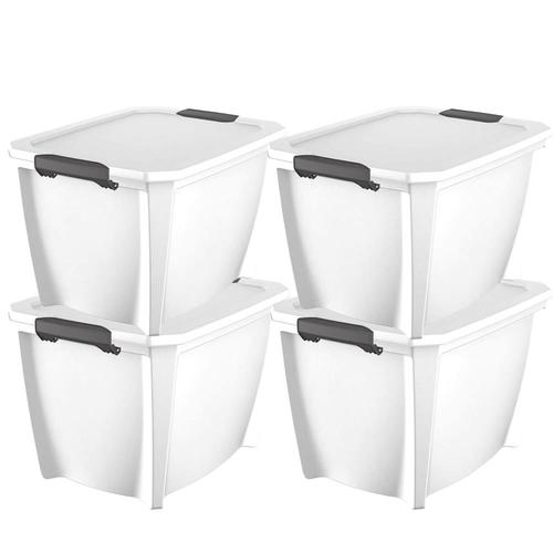 Life Story 4-Pack 20-Gallon (80-Quart) White Tote with Latching Lid in ...