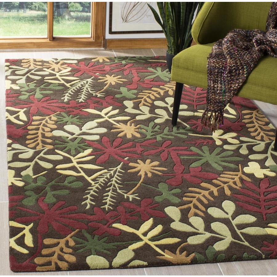 Safavieh Soho Loza 8 x 8 Brown/Multi Square Indoor Floral/Botanical ...