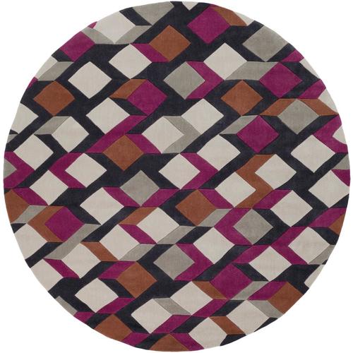 Surya Cosmopolitan Fuschia Round Indoor Abstract Mid-Century Modern ...