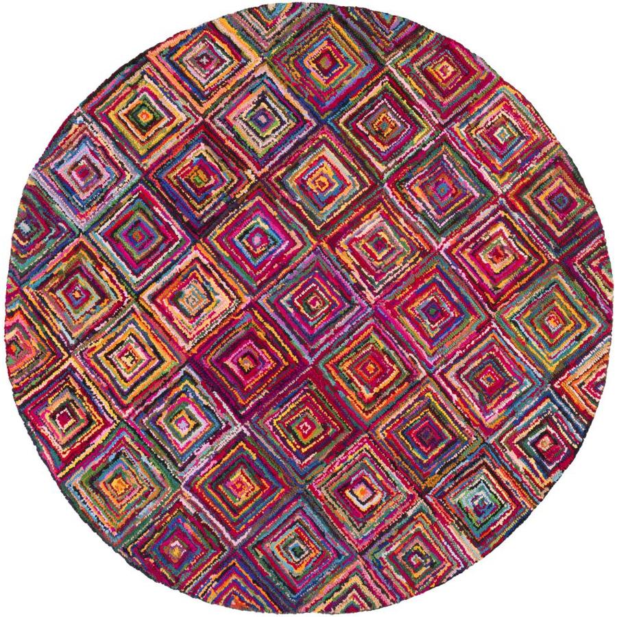 Surya Boho Bright Purple Round Indoor Geometric Bohemian/Eclectic ...
