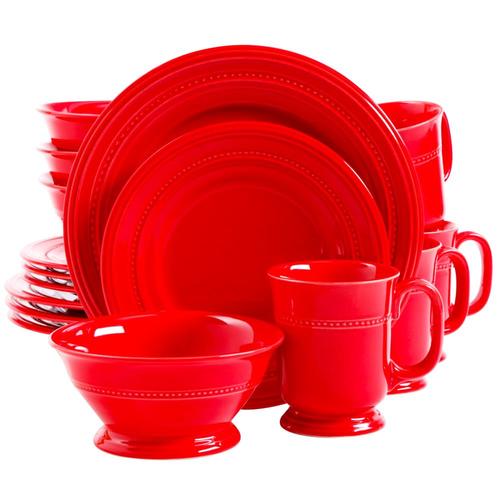 Gibson 16-Piece Red Dinnerware in the Dinnerware department at Lowes.com