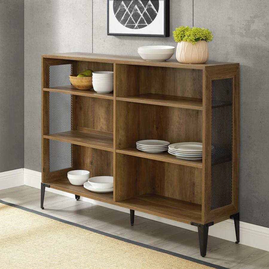 Walker Edison Reclaimed Barnwood 4-Shelf Double Bookcase in the ...