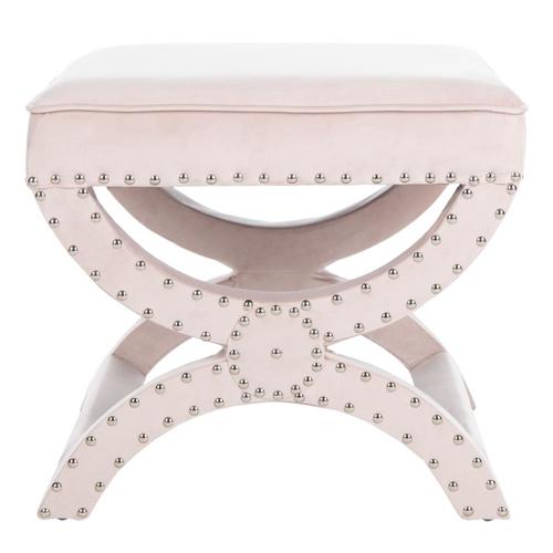 Safavieh Mystic Modern Blush Pink Velvet Ottoman In The Indoor Ottomans
