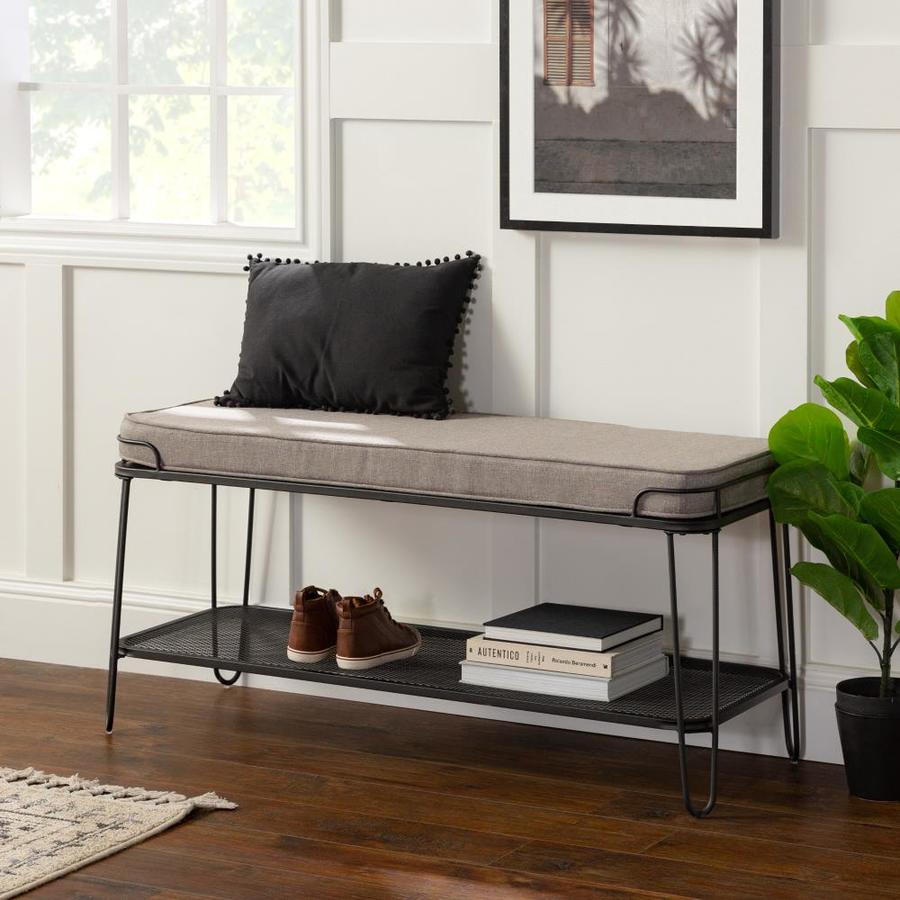 Walker Edison Modern Gray Storage Bench in the Indoor Benches ...