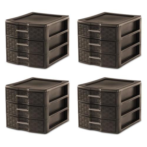 Sterilite Corporation 3 Compartment 3 Drawers Brown Stackable Plastic