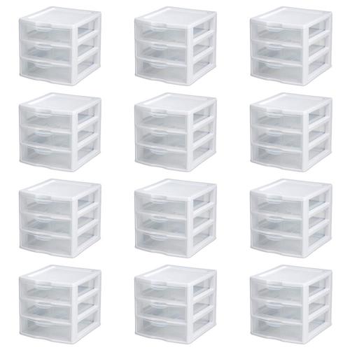 Sterilite Corporation 3 Compartment 3 Drawers Stackable Plastic Drawer