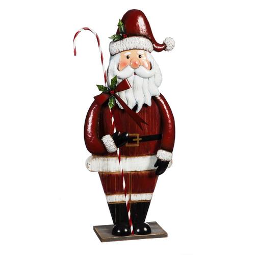 Evergreen 40-inH Metal and Wood Santa Statuary in the Christmas Statues ...