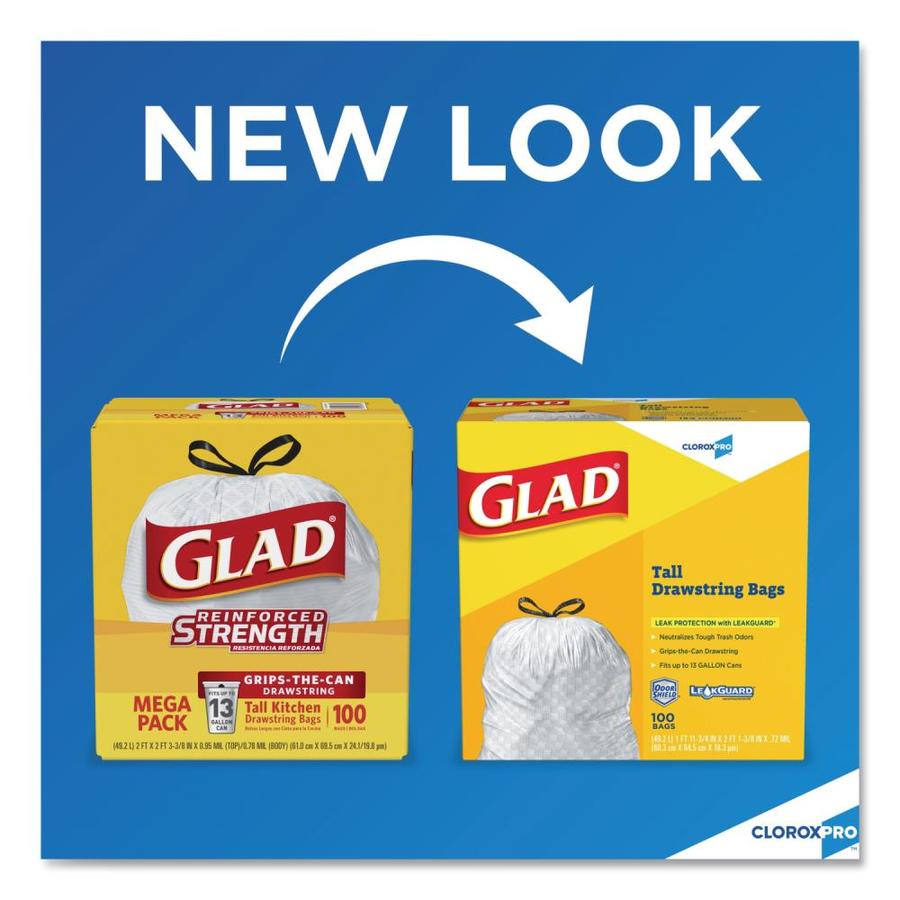 Glad 100-Pack 13-Gallon Gray Plastic Can Trash Bag in the Trash Bags ...