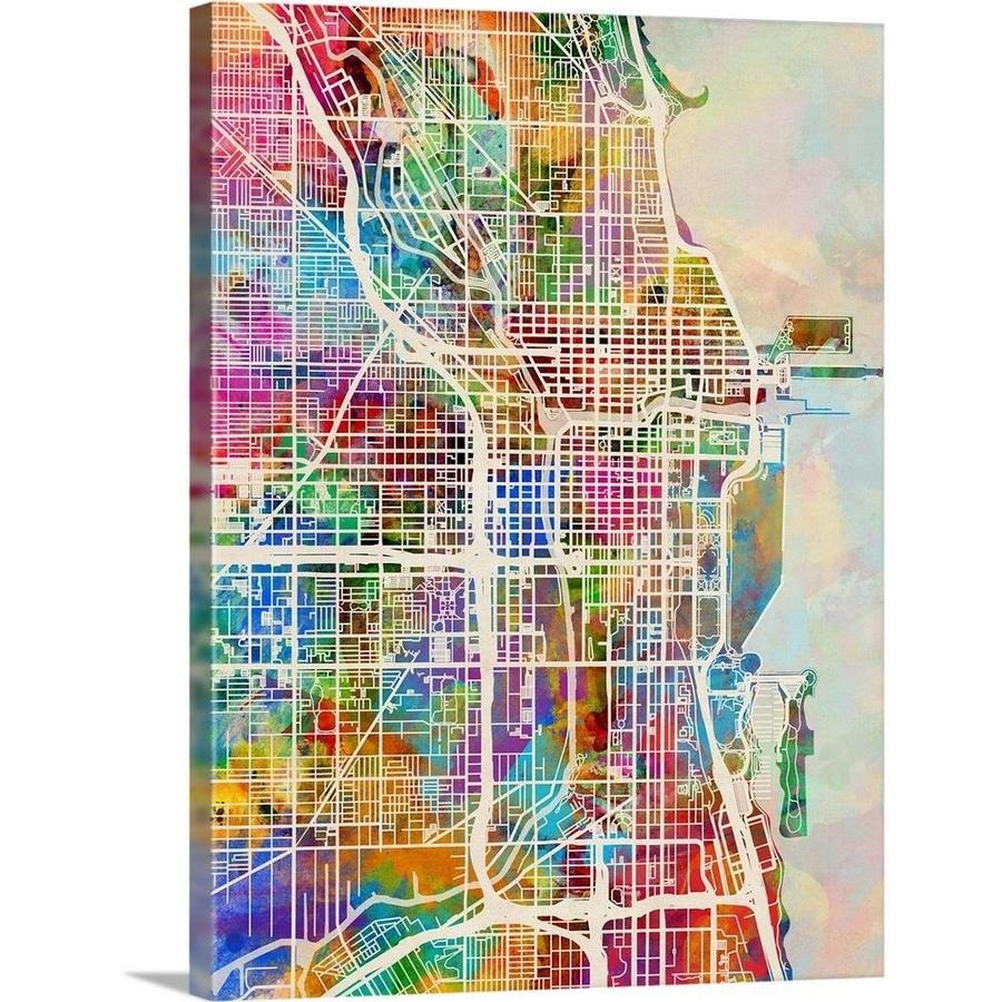 GreatBigCanvas Chicago City Street Map by Mich 24-in H x 18-in W ...
