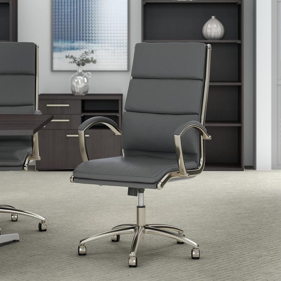 Bush Business Furniture Conference Table Chair Dark Gray Leather ...