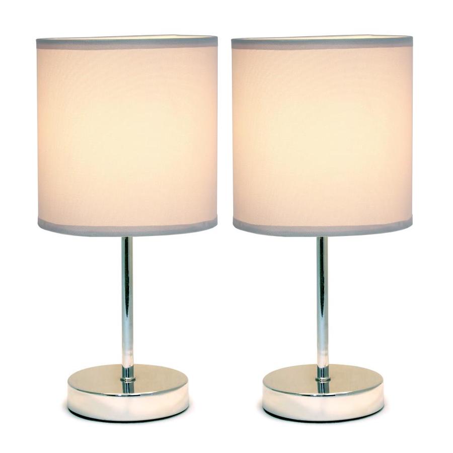 Simple Designs Simple Designs Chrome Mini Basic Table Lamp with Fabric ...