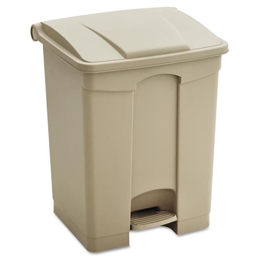 Safco 23-Gallon Tan Plastic Touchless Trash Can with Lid in the Trash ...