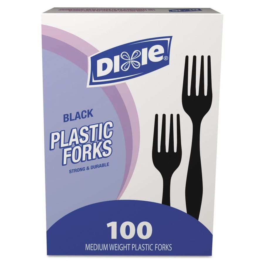 Dixie Plastic Cutlery, Heavy Mediumweight Forks, Black, 1000 per Carton ...