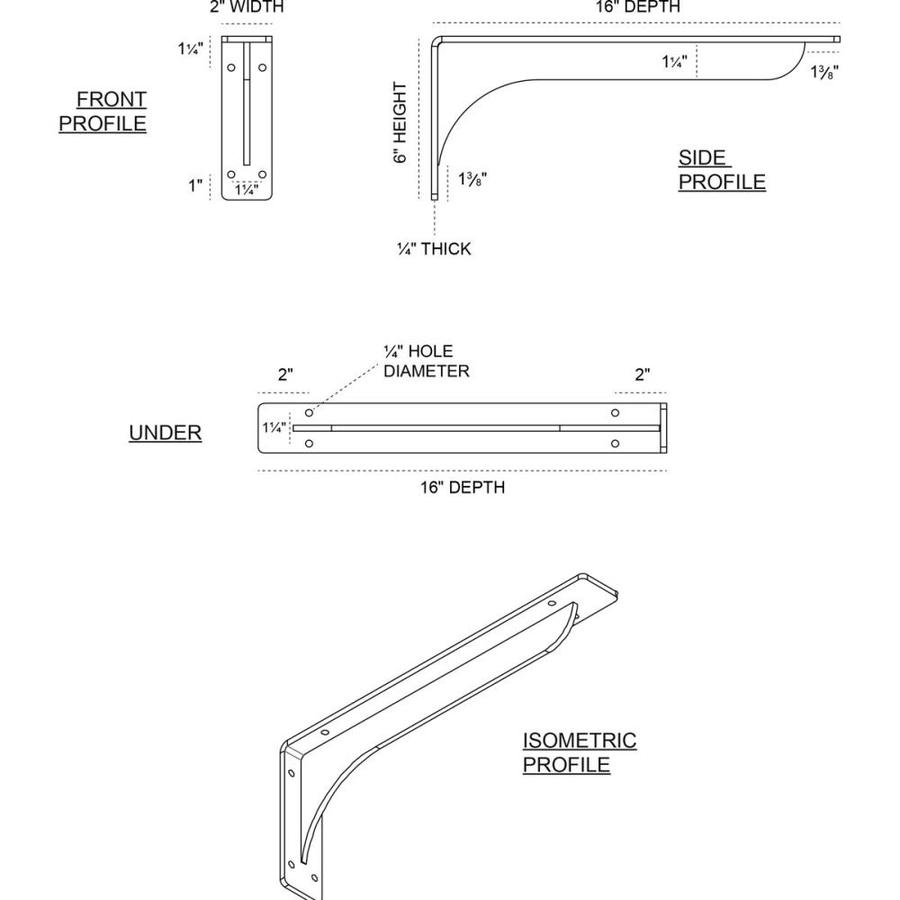 Ekena Millwork Embrey Steel 16-in Steel Mounting Bracket in the Angles ...