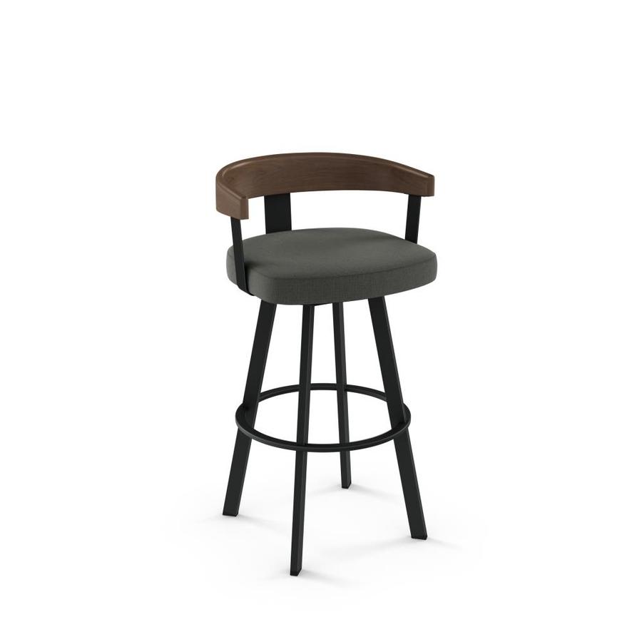 Amisco Lars Charcoal Grey Bar Height Upholstered Swivel Bar Stool in ...