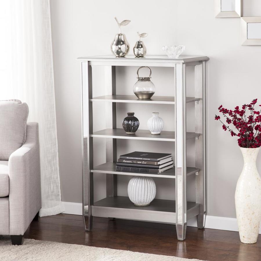 Boston Loft Furnishings Waylon Brushed Matte Silver with Mirror 4-Shelf ...