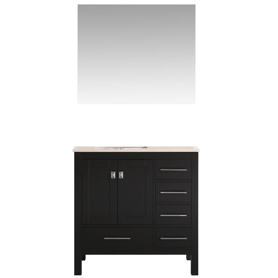 Eviva london 36-in Espresso Single Sink Bathroom Vanity with White ...