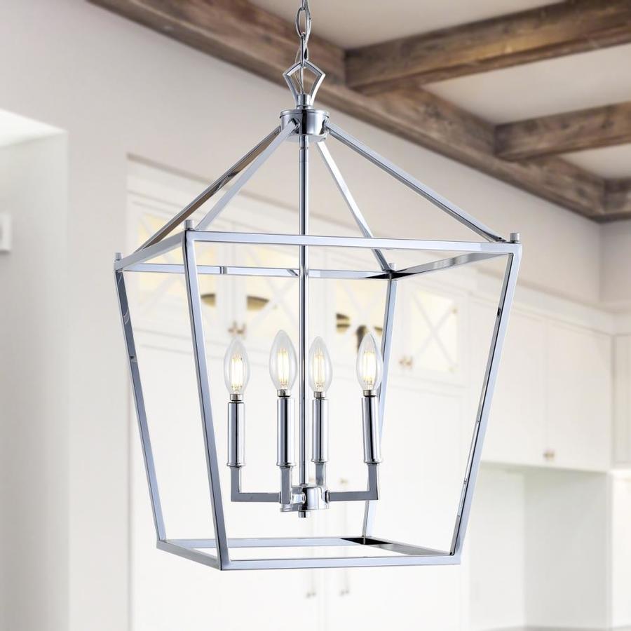 JONATHAN Y Classic Chrome Traditional Lantern LED Kitchen Island Light ...