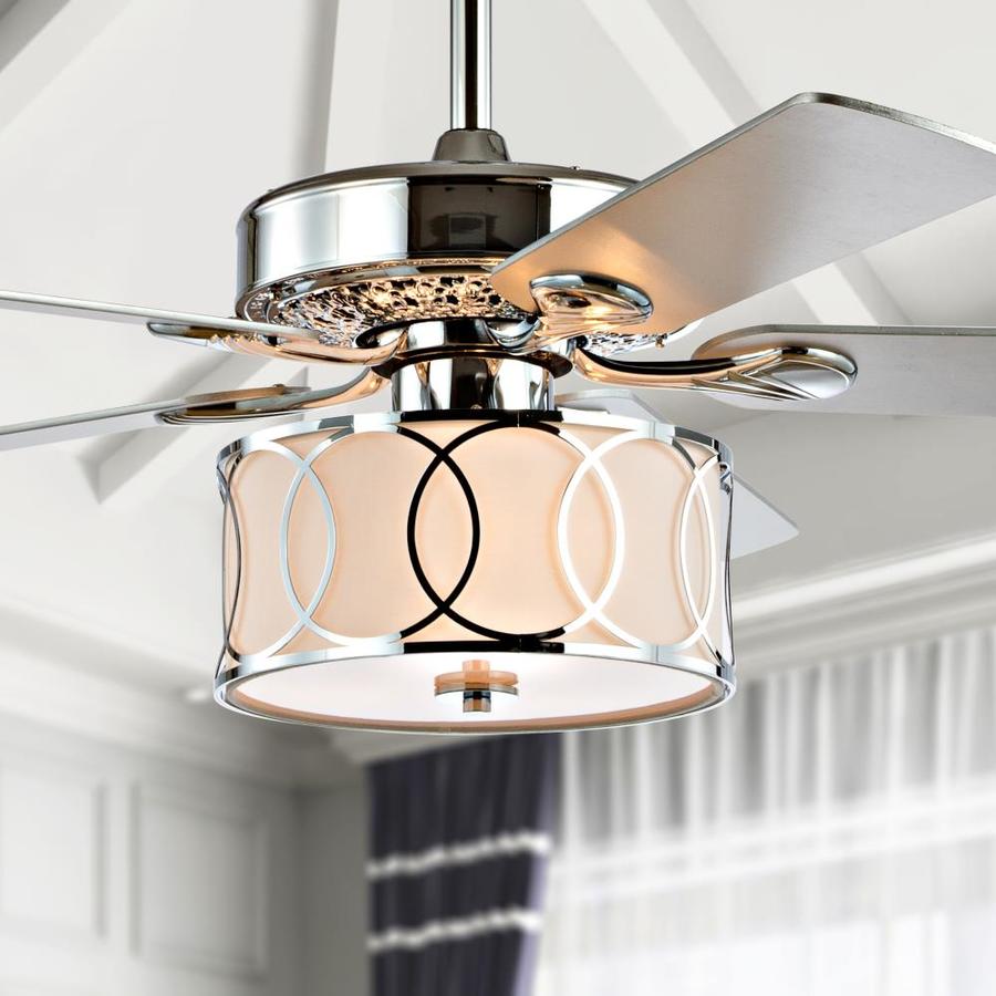 JONATHAN Y Glam Chrome 52-in LED Indoor Ceiling Fan (5-Blade) in the ...