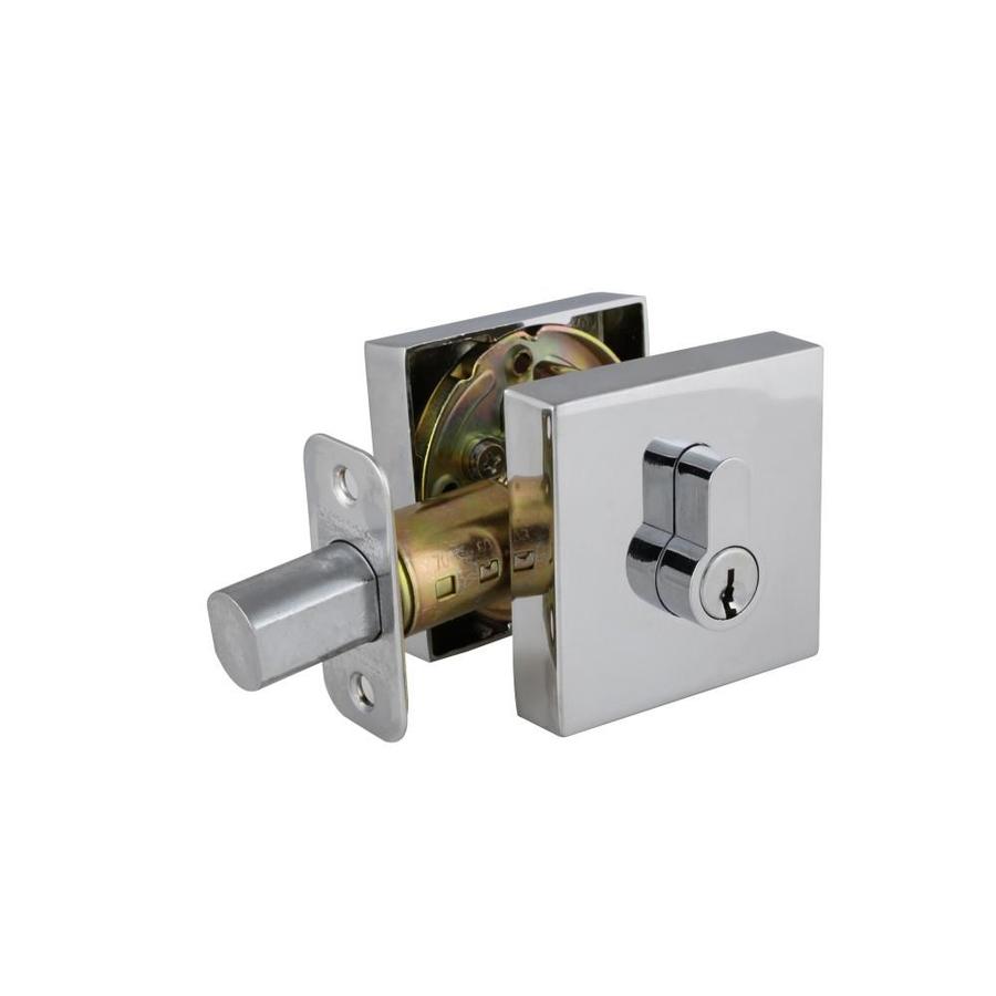 Design House Square Single Cylinder Deadbolt, Polished Chrome in the ...