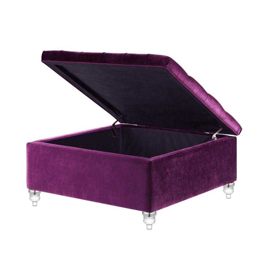 Inspired Home Saige Modern Purple Velvet Ottoman in the Indoor Ottomans ...