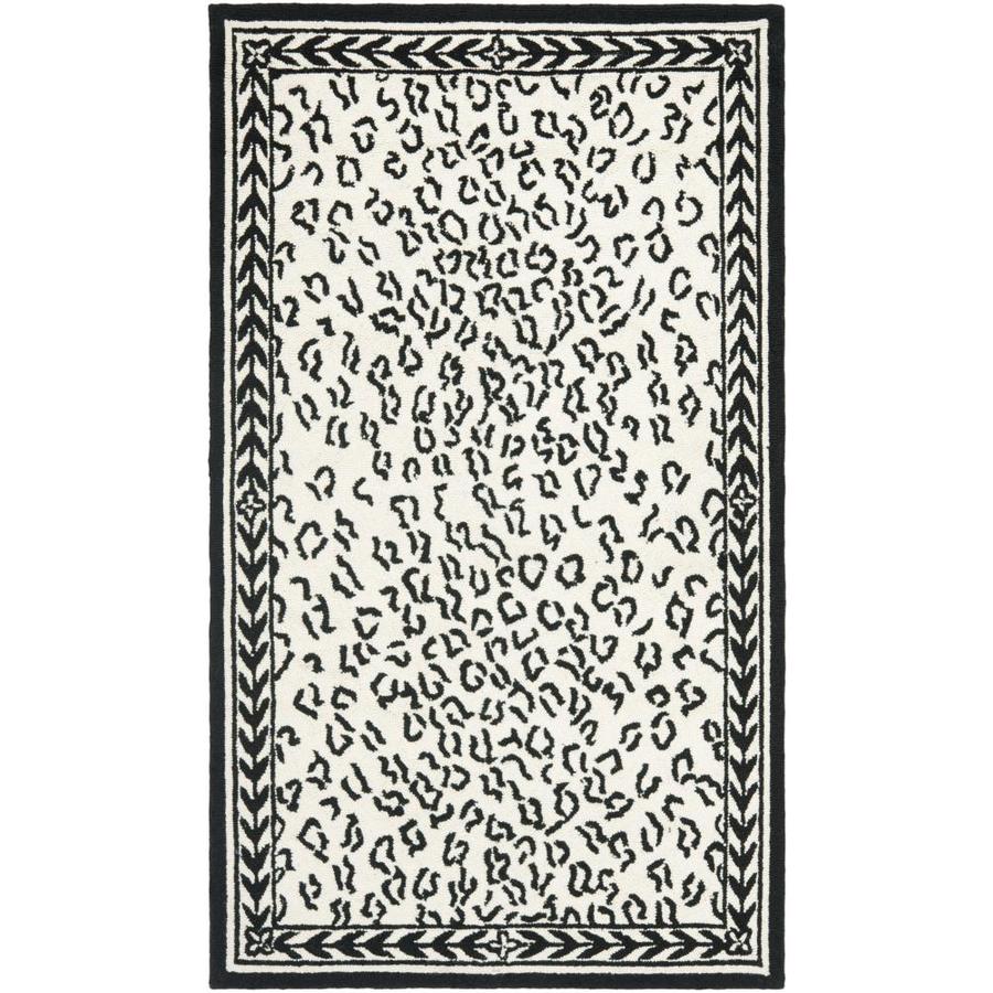 Safavieh Chelsea Leopard 3 x 5 White/Black Indoor Animal Print ...