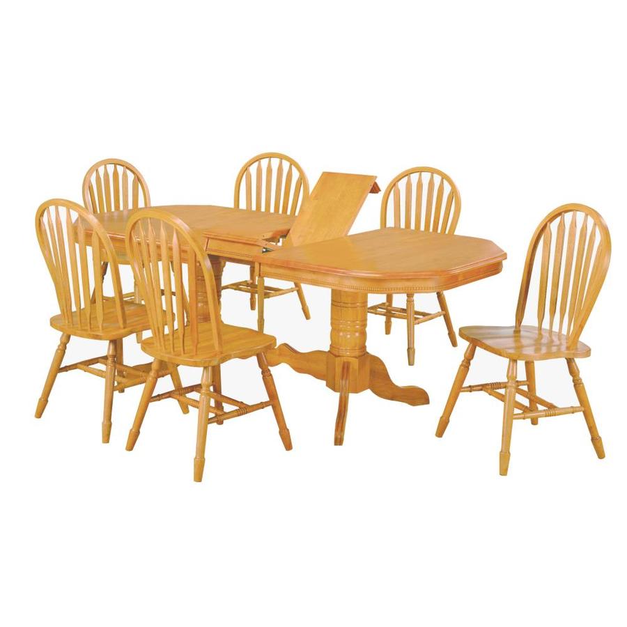 Sunset Trading Oak Selections 7 Piece Double Pedestal Trestle Butterfly ...