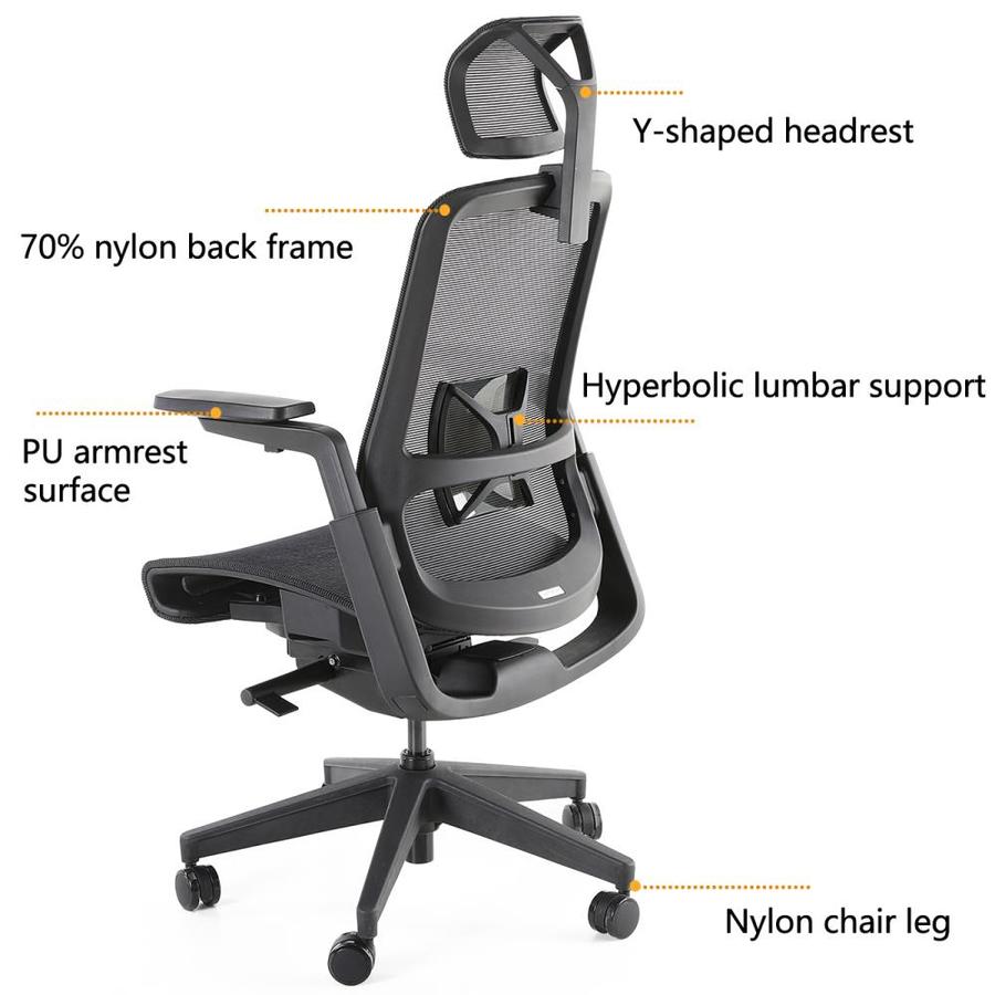 MOTOSTUHL Motostuhl Black Contemporary Ergonomic Adjustable Height Task ...