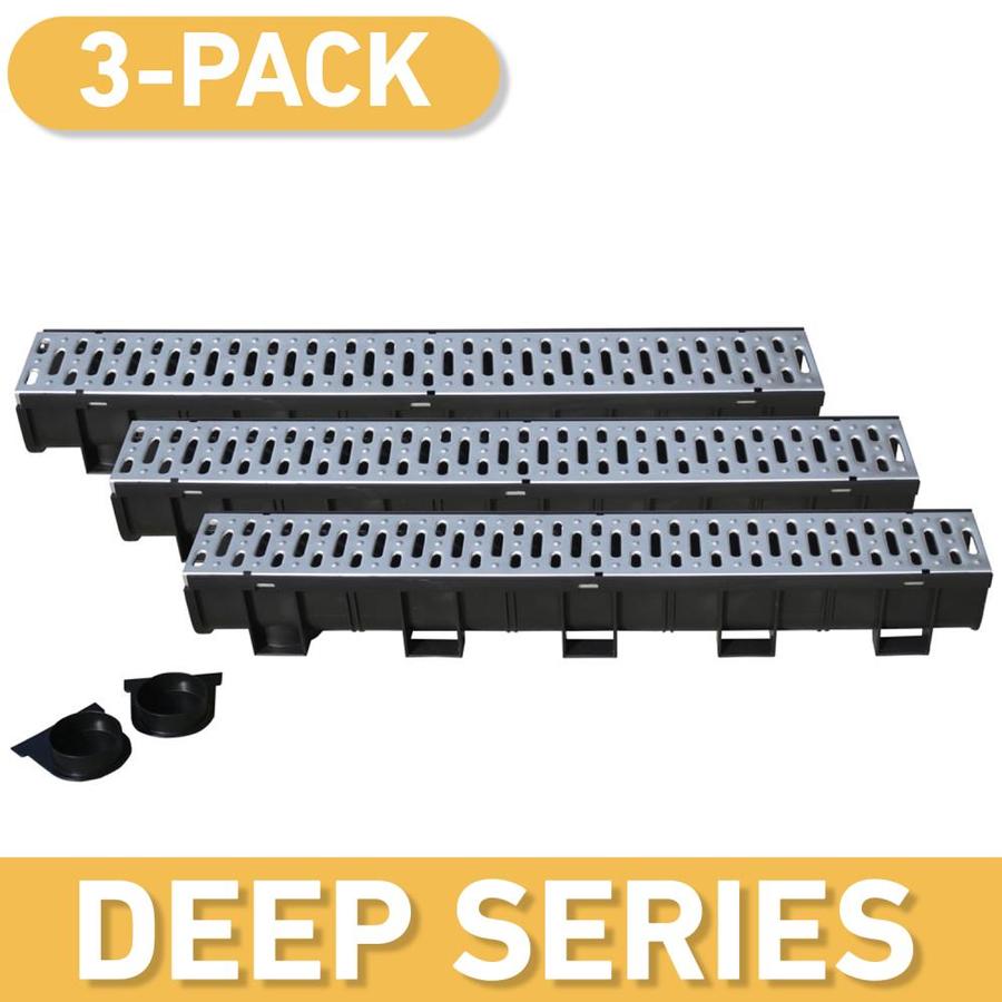 U.S. Trench Drain 3-Pack 40-in L x 5-1/4-in W Channel Drain with Grate ...