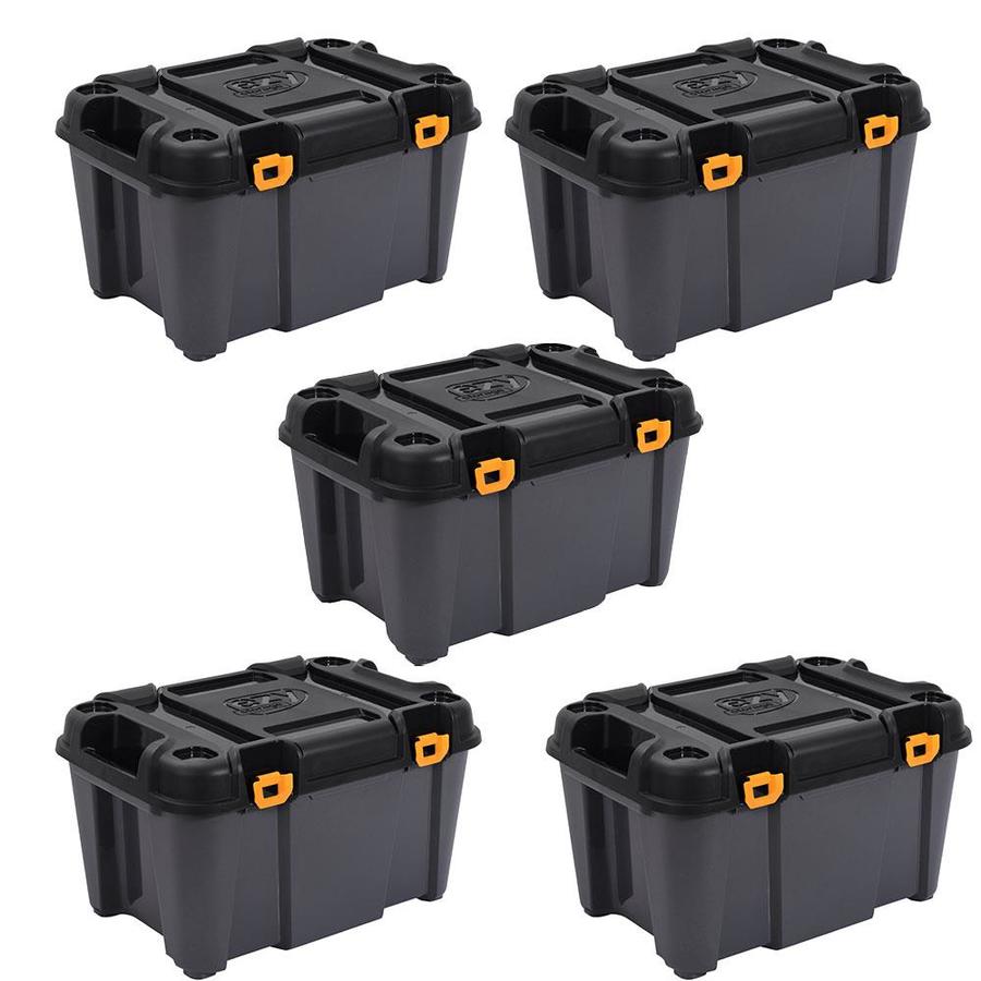 Ezy Storage 5-Pack 21-Gallon (84-Quart) Black/Gray Tote with Hinged Lid ...