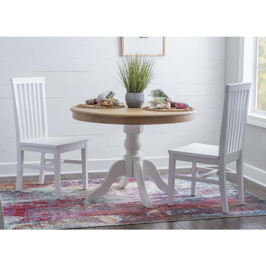 Linon Tobin Natural Wood Wood Round Dining Table with White Wood Wood ...
