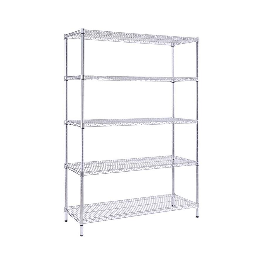 MZG 5-Tier Heavy Duty Chrome Shelving Unit 48in. W x 18in. D x 72in. H ...