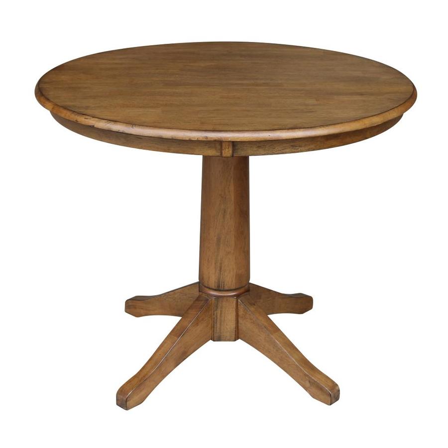 International Concepts Pecan Wood Round Dining Table with Pecan Wood ...