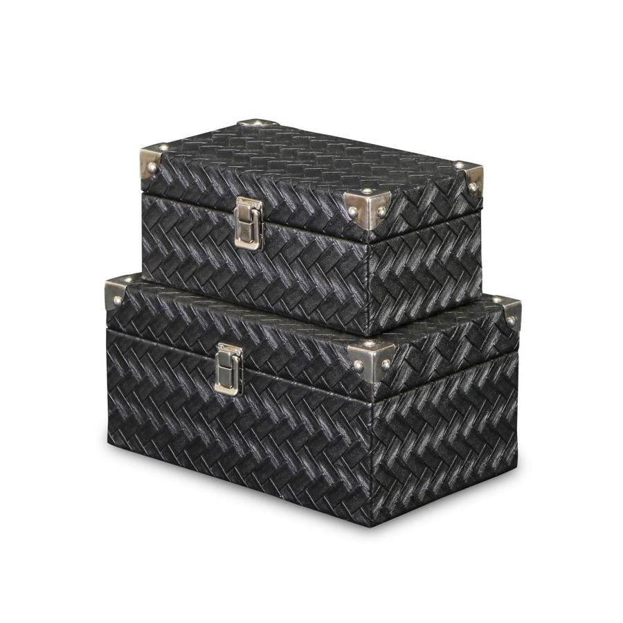 Cheung's Black 2 piece Woven Vinyl Storage Box Set in the Decorative ...