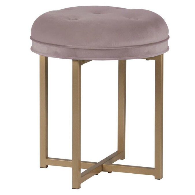 Hillsdale Furniture Gold And Blush Pink Round Makeup Vanity Stool In