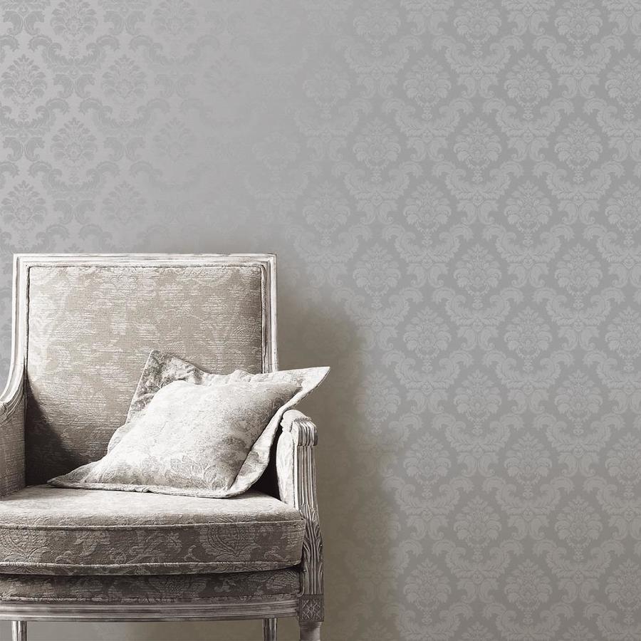 Norwall Simply Silks 4 55-sq ft Light Reflective In Silver Vinyl Damask ...