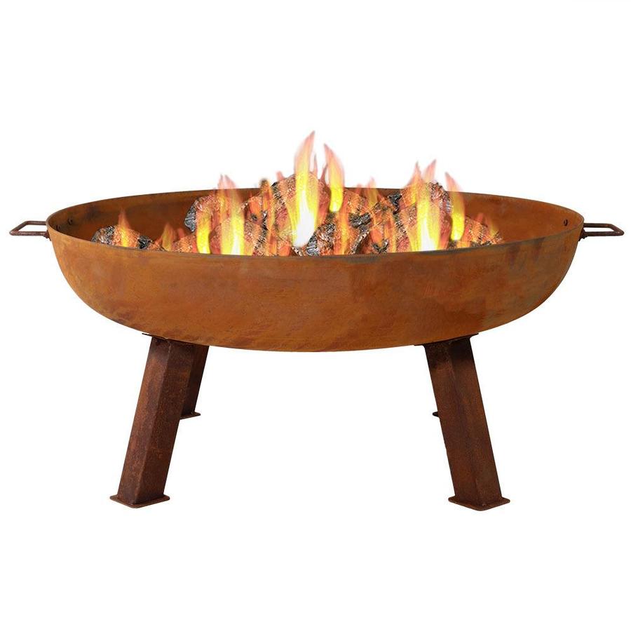 Sunnydaze Decor 34-in W Orange Cast Iron Wood-Burning Fire Pit in the ...