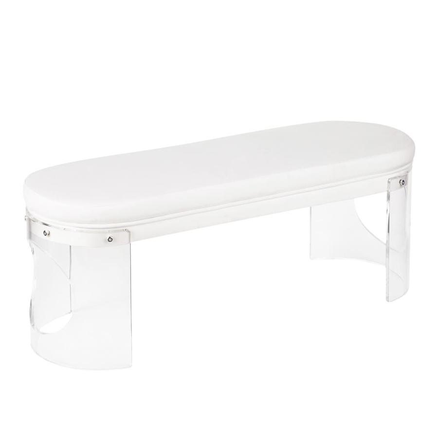 LumiSource Clarity Contemporary/Glam Bench in Clear Acrylic and White ...
