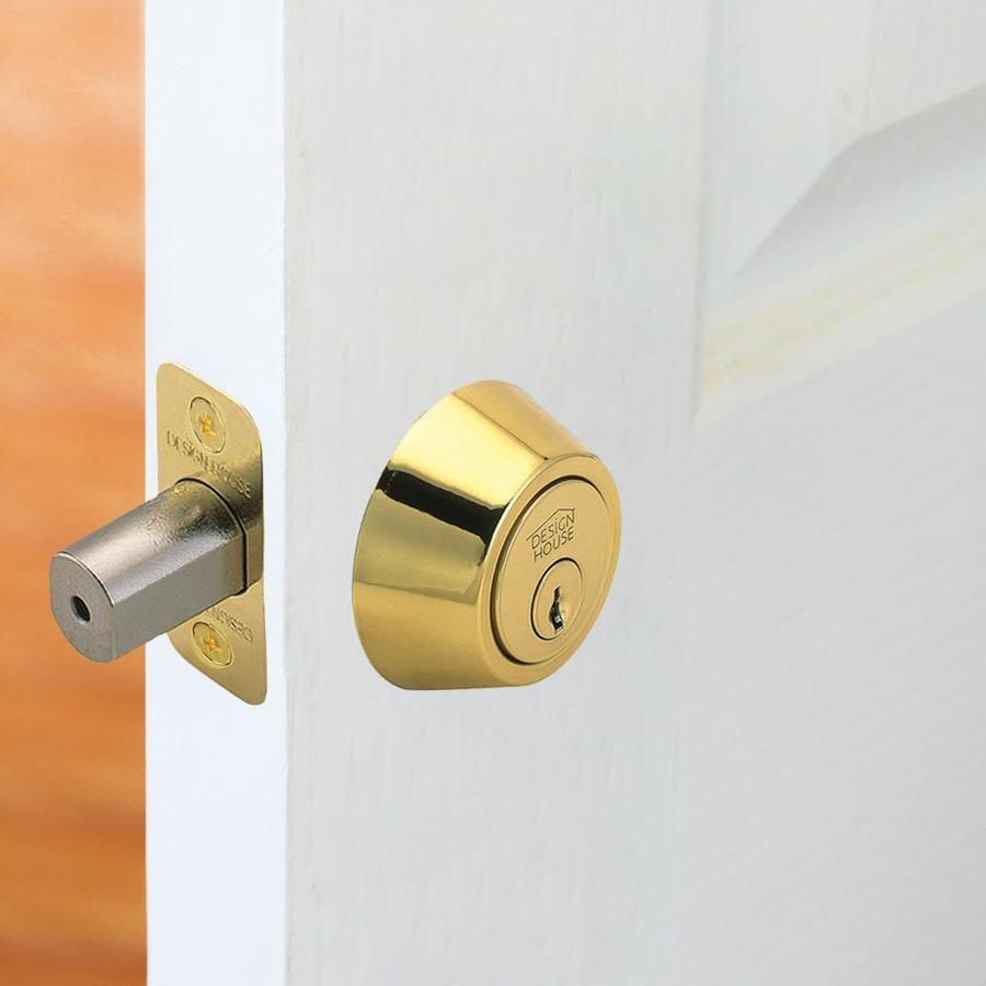 Design House Pro Pro Oil-Rubbed Polished Brass Double Cylinder Deadbolt ...