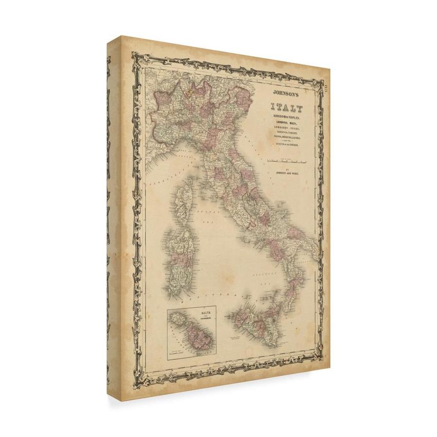 Trademark Fine Art Maps Framed 19-in H x 14-in W Maps Canvas Print in ...