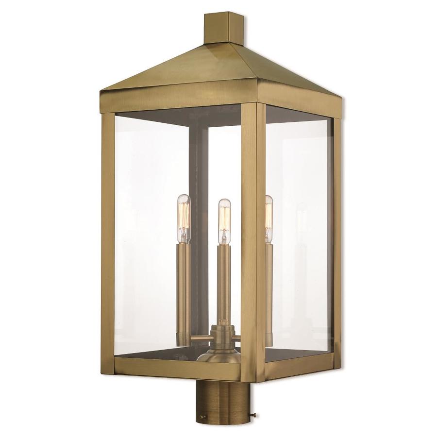 Livex Lighting 3 Light Antique Brass Outdoor Post Top Lantern in the ...