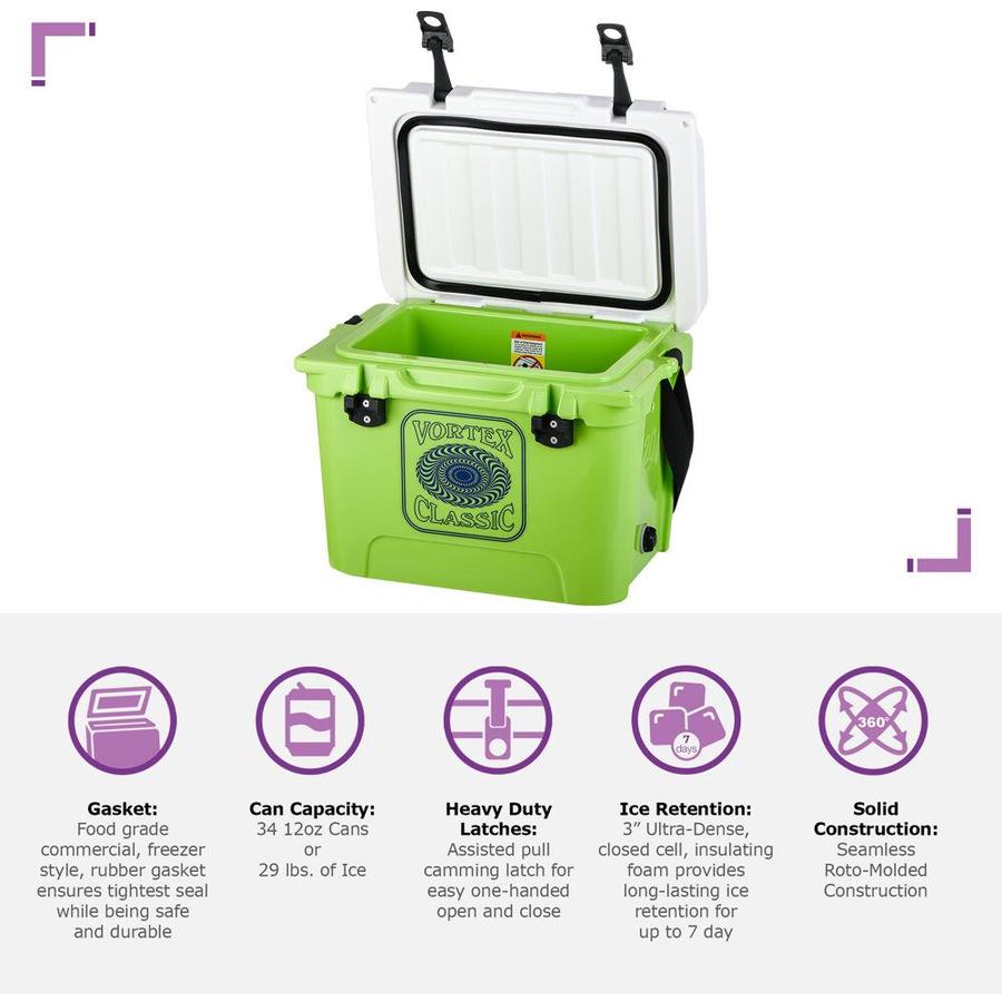 VORTEX Classic Series 20-Quart Rotational-Molded Cooler in Lime in the ...